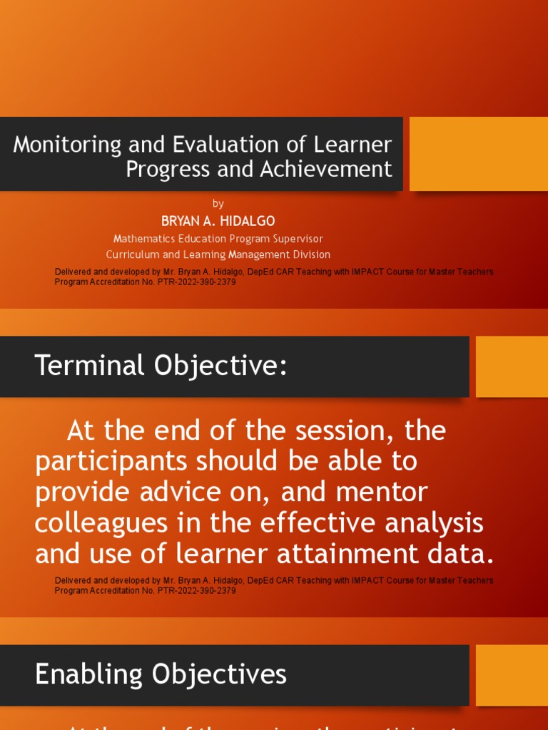 Monitoring and Evaluation of Learner Progress and Achievement | PDF ...