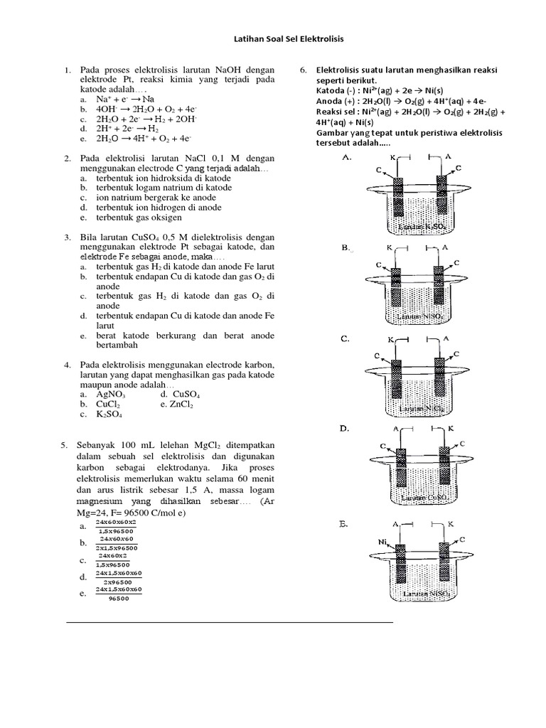 Latihan Elektrolisis PDF | PDF | Sains & Matematika