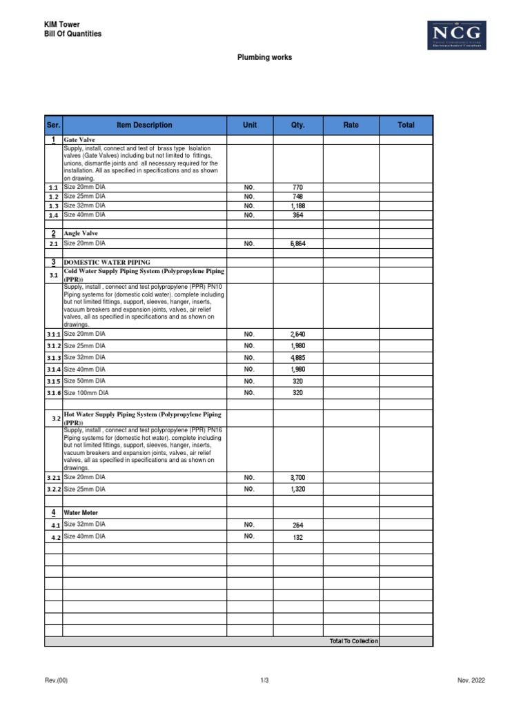 PL Boq PDF | Download Free PDF | Pipe (Fluid Conveyance) | Water Heating