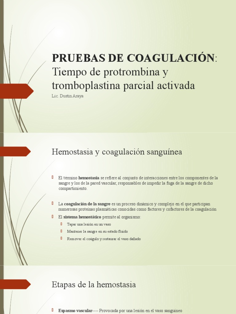 Clase 4 Pruebas de Coagulación TP y TTP | PDF | Coagulación | Hemostasia