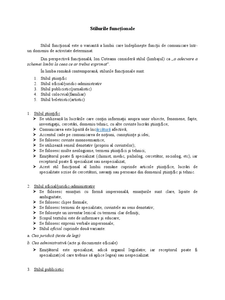 Stilurile Functionale | PDF