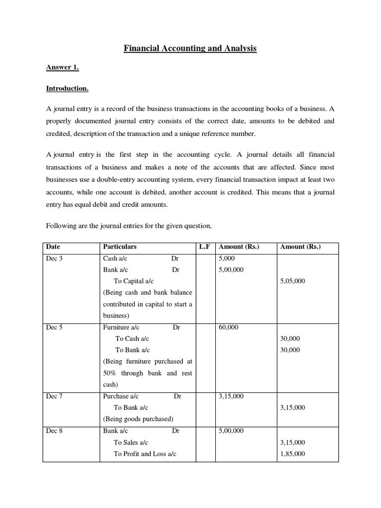 Financial Accounting and Analysis | PDF | Balance Sheet | Debits And ...