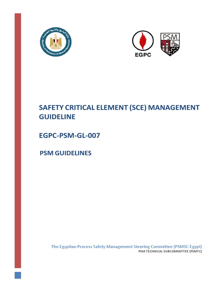 EGPC PSM GL 007 Safety Critical Element SCE Management Guideline | PDF ...