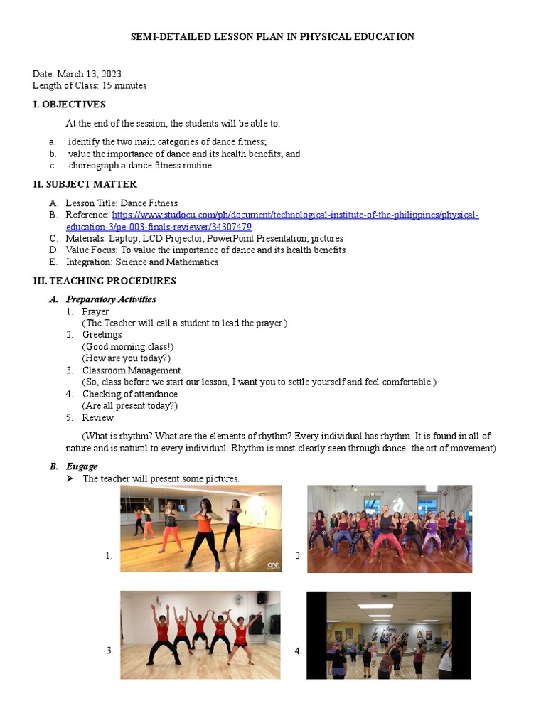 Semi - Detailed Lesson Plan | PDF | Dances | Physical Fitness
