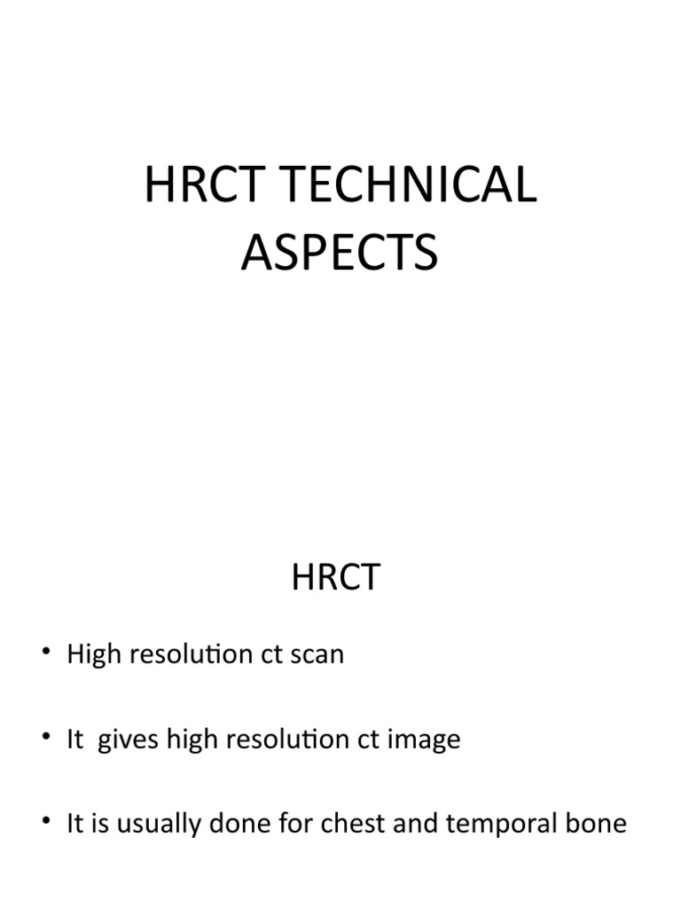 HRCT Chest Protocol and Techniques | PDF | Science & Mathematics