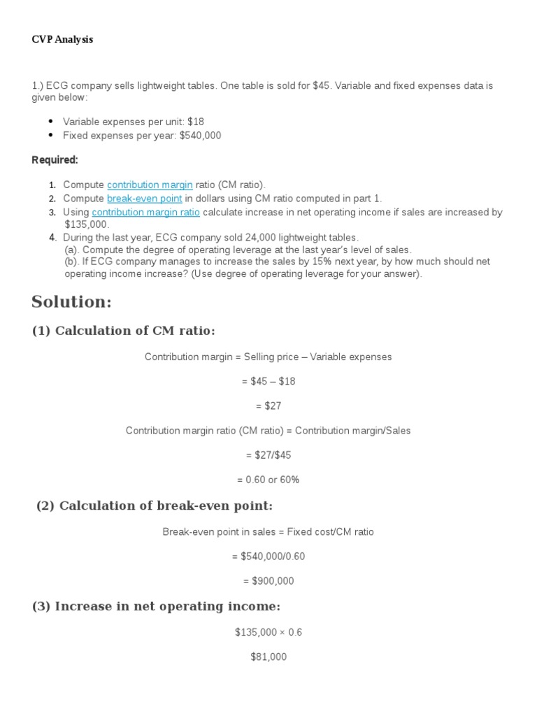 Strat Cost CVP Analysis PDF | PDF | Financial Services | Economies