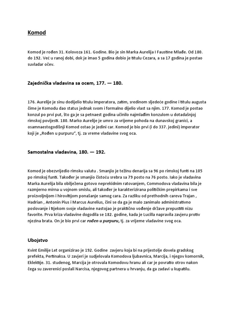 Marko Aurelije I Komod | PDF