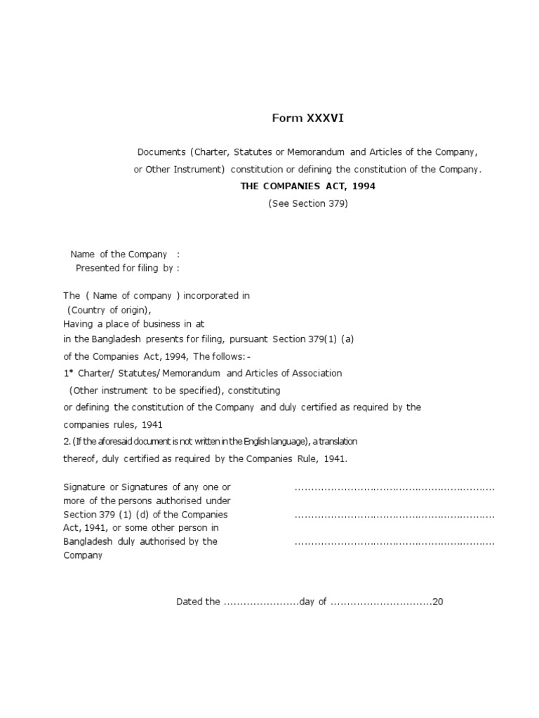 RJSC Form-XXXVI | PDF
