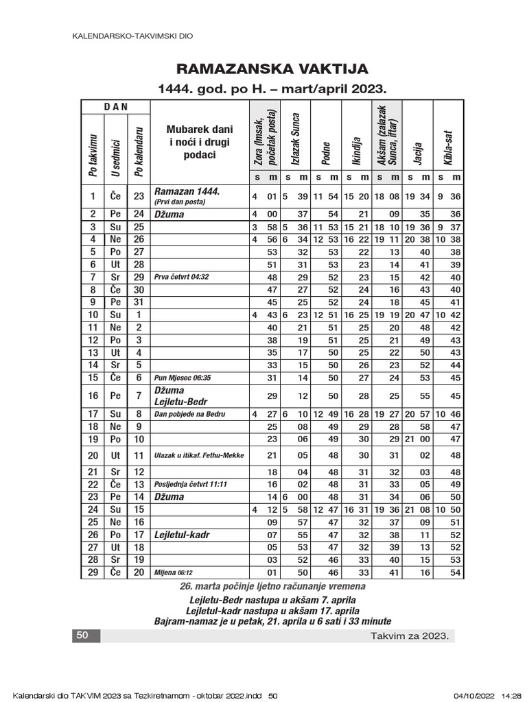 Ramazanska Vaktija 2023 | PDF