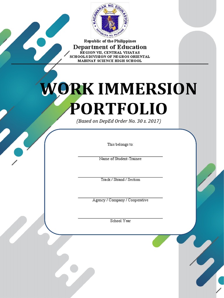 WORK IMMERSION PORTFOLIO Based On DepEd | PDF | Job Interview | Leadership
