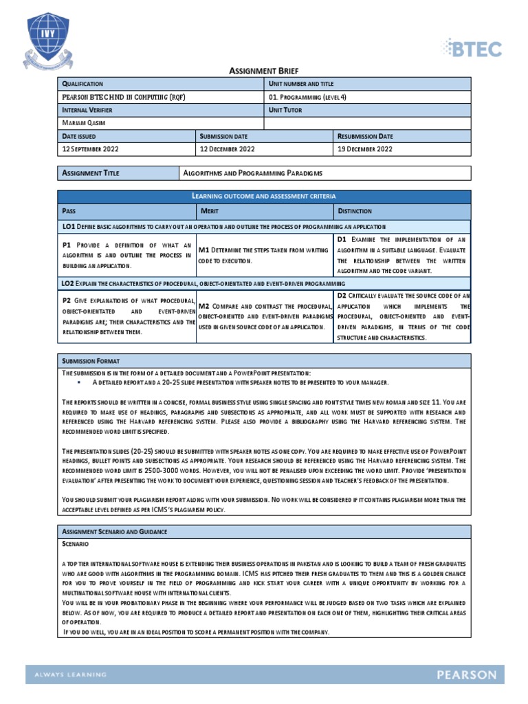 Programming Assignment - LO1 & LO2 | PDF | Computer Programming ... Programming Assignment - LO1 & LO2 | PDF | Computer Programming ...
