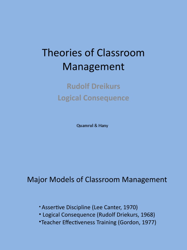 Theories of Classroom Management | PDF | Classroom Management | Teachers