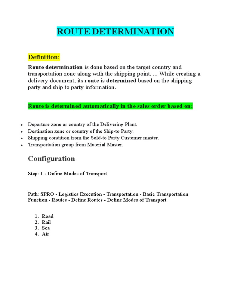 Sap SD Route Determination | PDF | Transport | Freight Transport