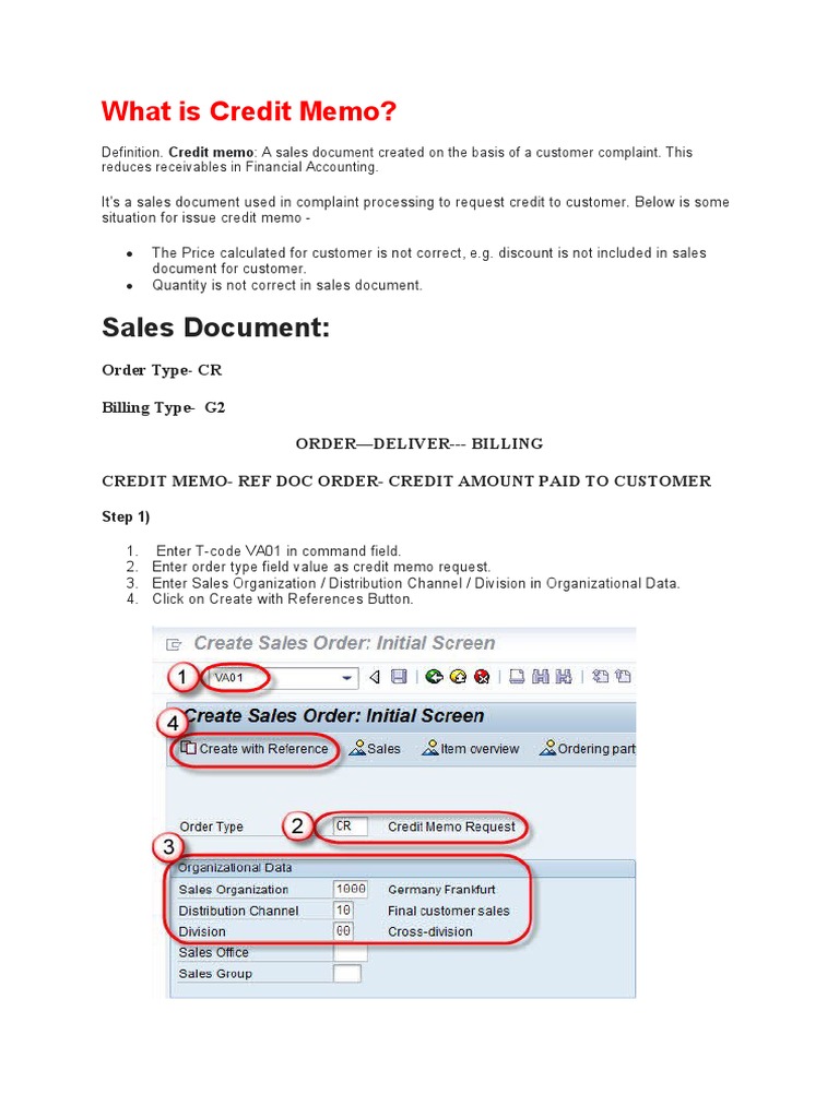 SAP SD Credit Memo, Debit Memo and Return Order | PDF | Debits And ...