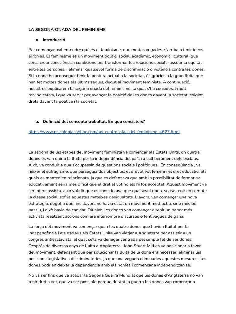 Segona Onada Del Feminisme | PDF