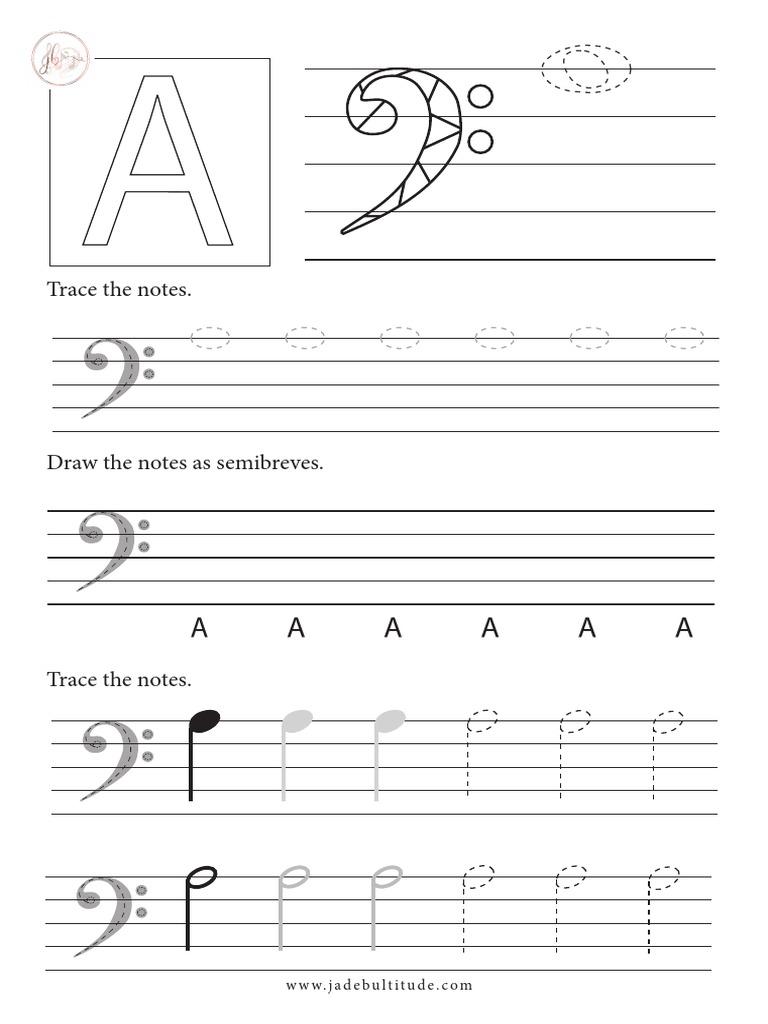 Learning Notes - Bass Clef - A (High) | PDF