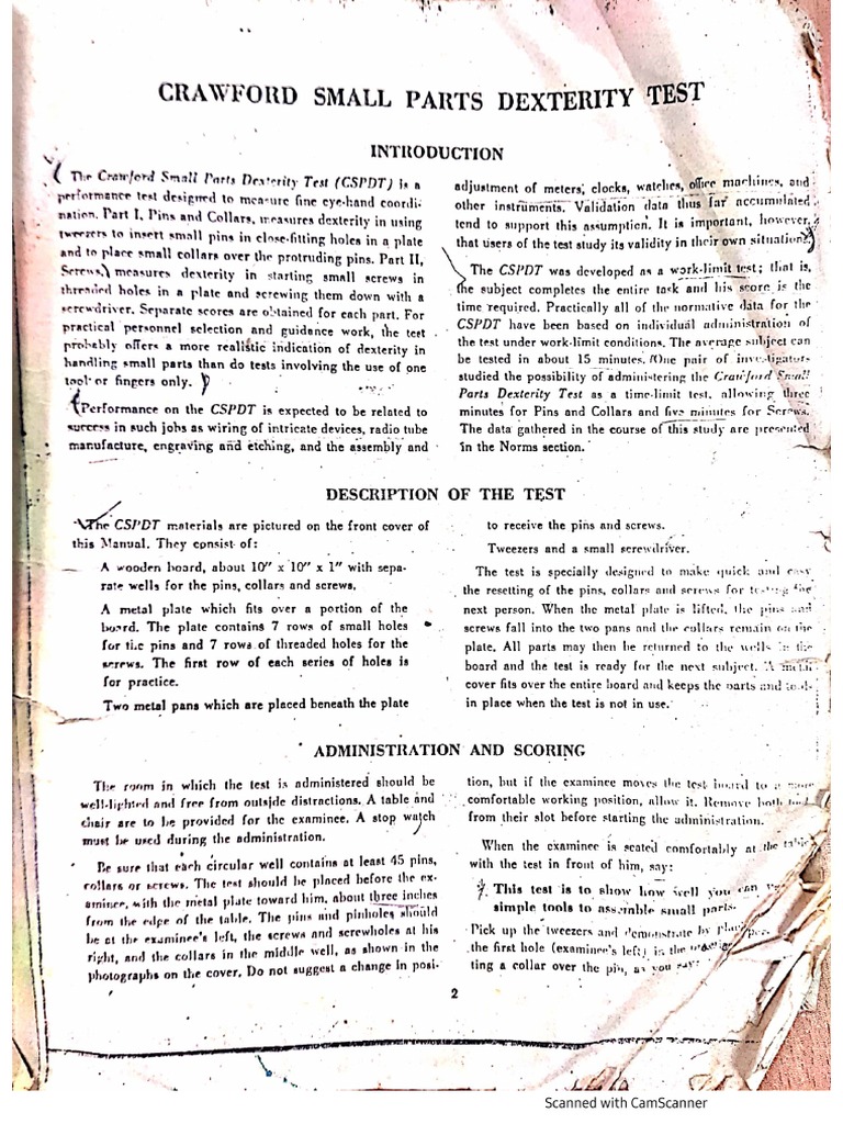 CSPDT Test Manual | PDF