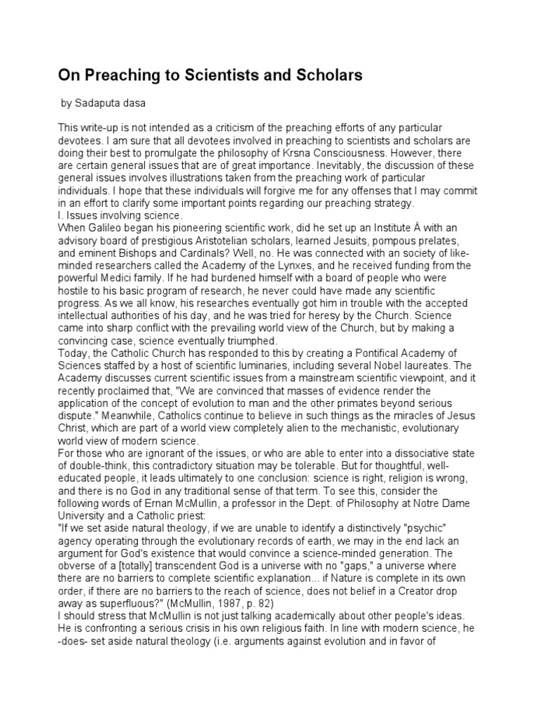 Preaching To Scientists and Scholars | PDF | Relationship Between ...