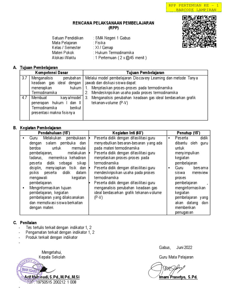 RPP Fisika XI: Termodinamika & Gelombang | PDF
