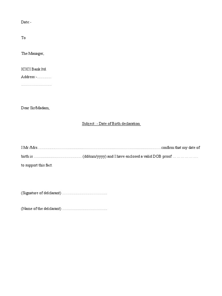 DOB Declaration | PDF