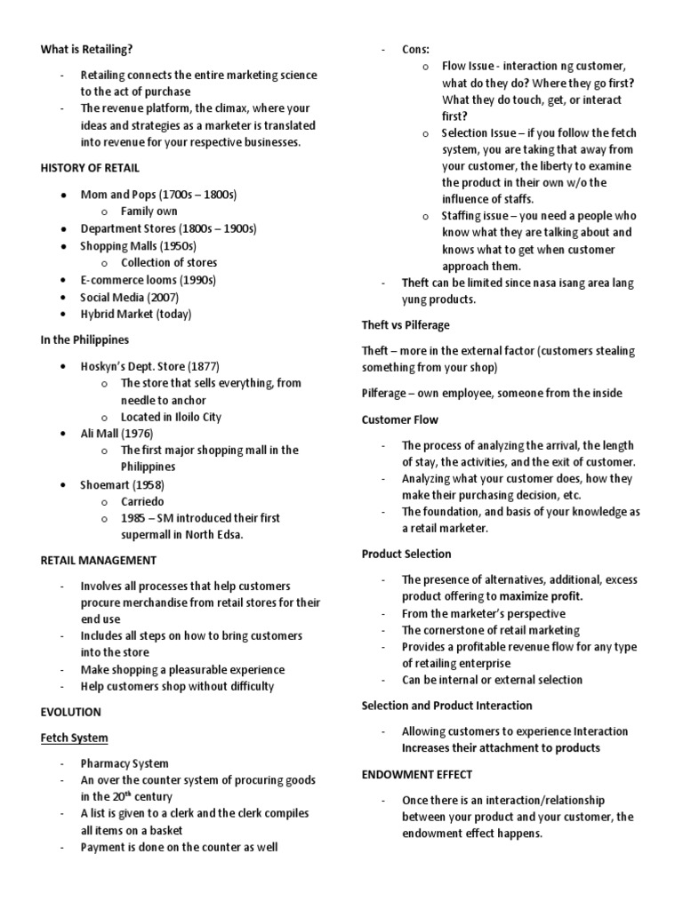 Retail Notes | PDF | Retail | Supermarket