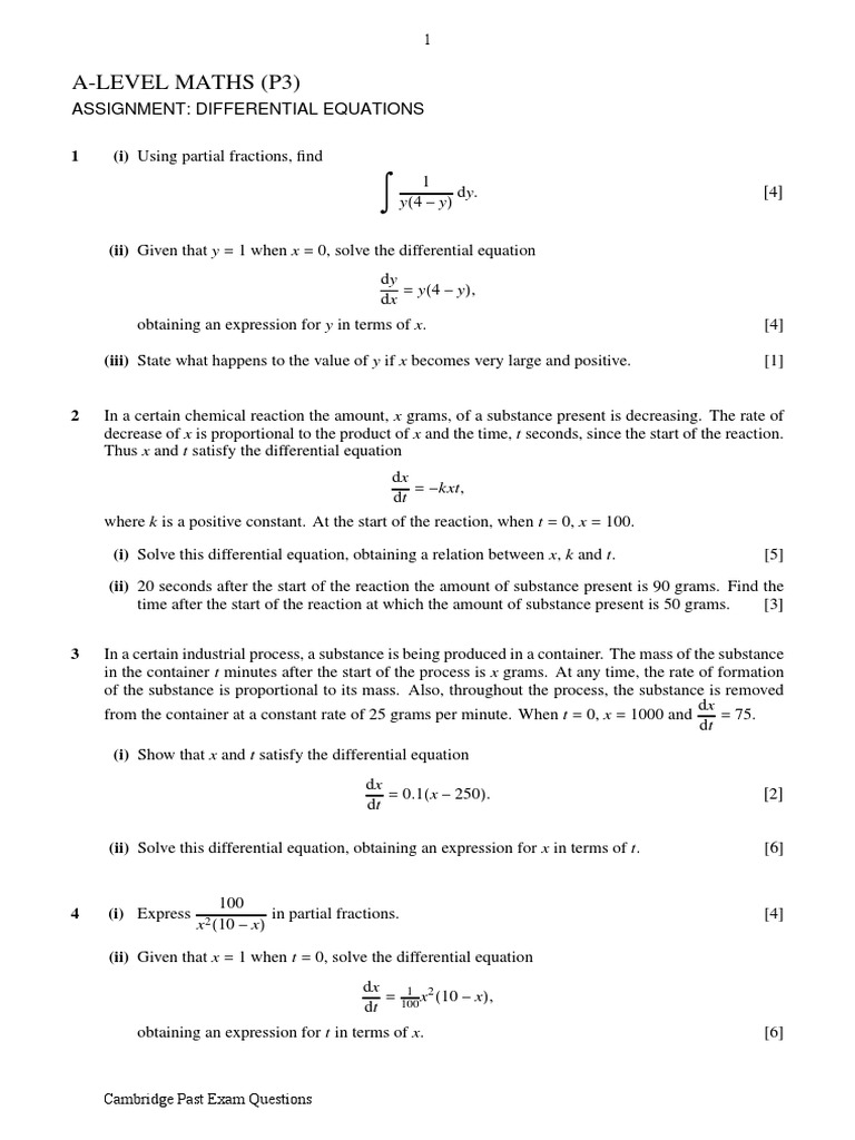 P3 Assignment 08 - Differential Equations - QP | PDF | Equations | Sphere