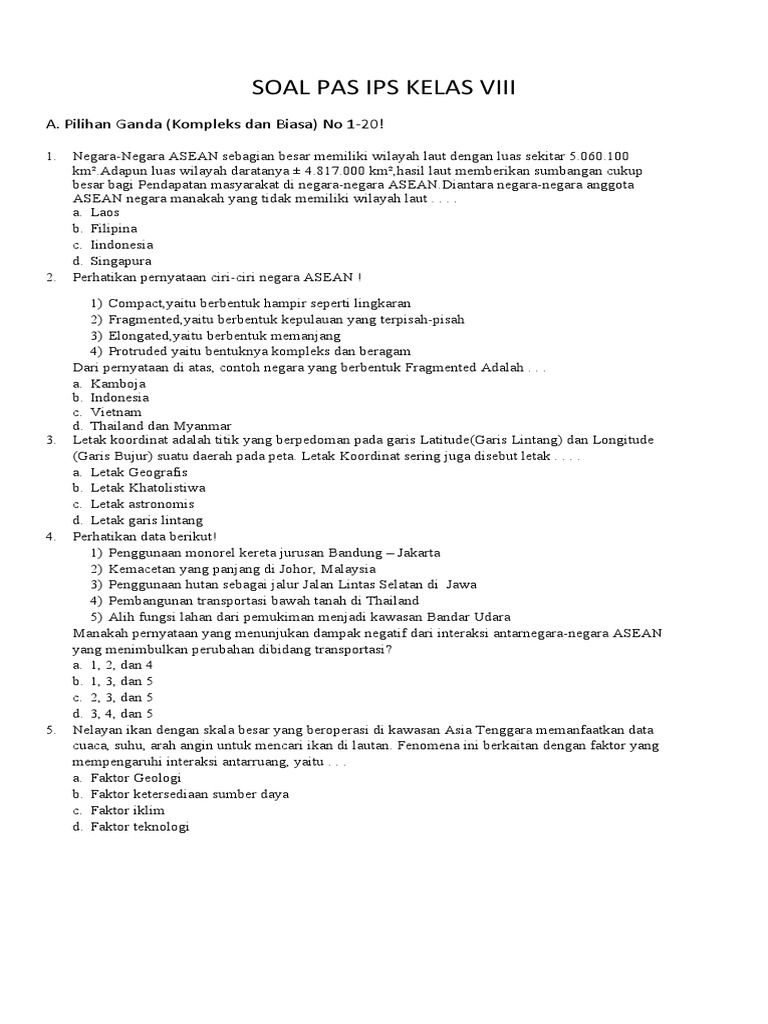 Soal Pas Ips Kelas Viii | PDF | Politik | Ilmu Sosial