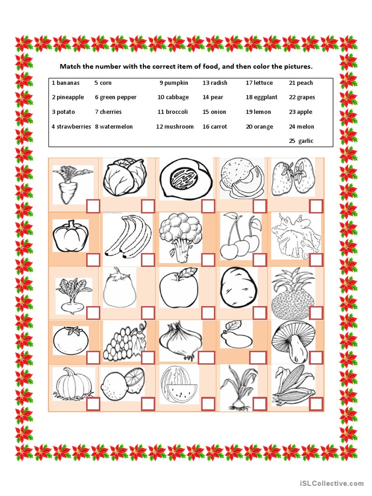 Fruits and Vegetables Matching PDF | PDF