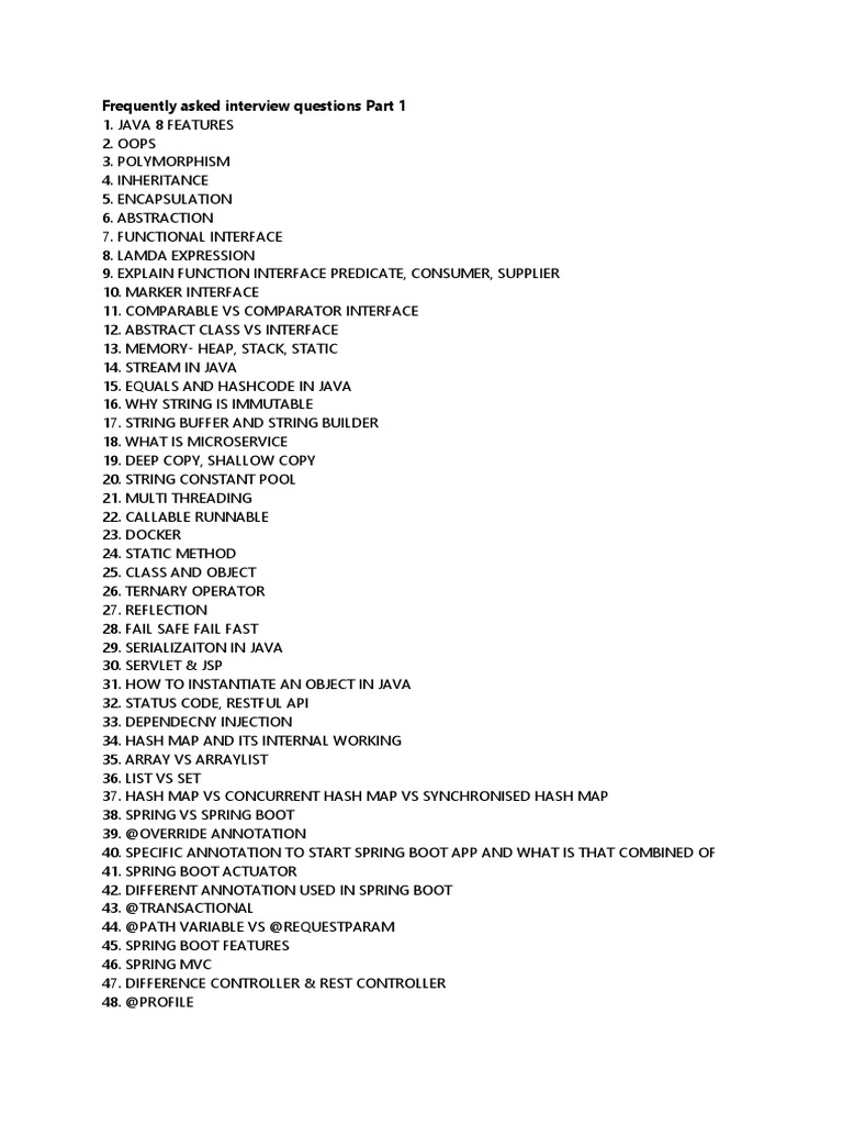 Java-Frequently Asked Interview Questions | PDF | Spring Framework ...