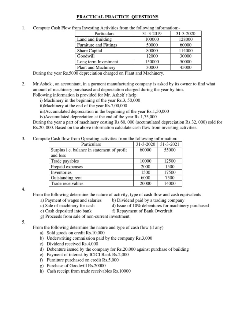 Acc.2023 Practical Exam Sample QN - Paper | PDF | Depreciation | Investing