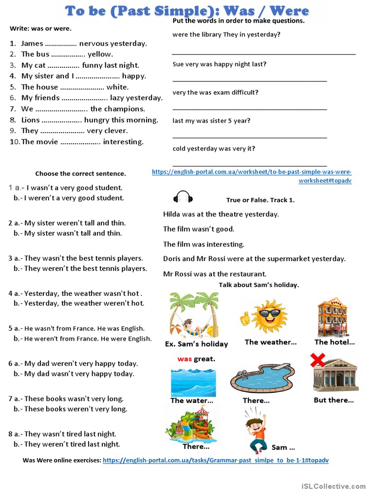 Past Simple: Was/Were Exercises | PDF