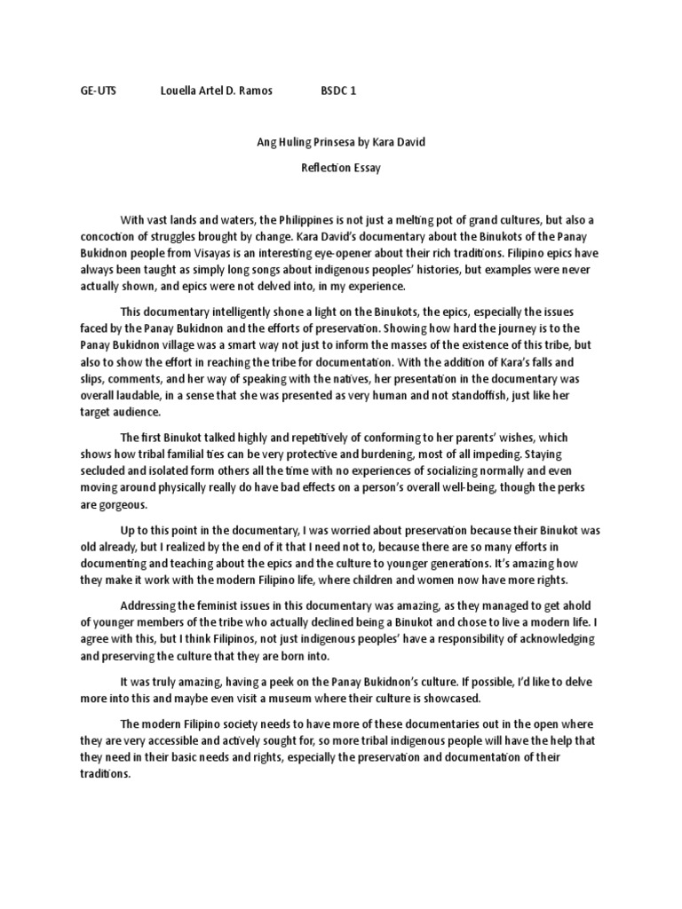 Ang Huling Prinsesa Reflection Paper | PDF