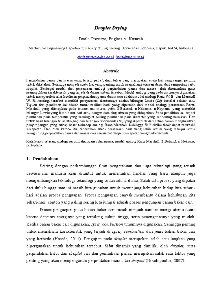 Studi Penguapan Droplet | PDF