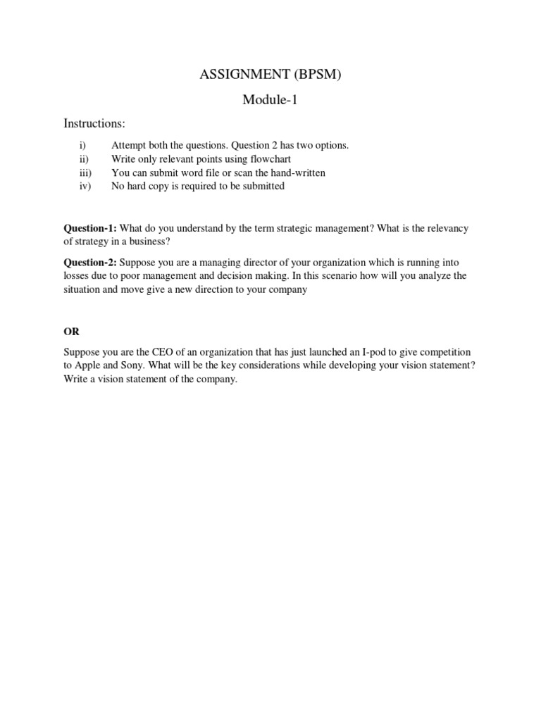 Assignment BPSM Module 1 PDF | PDF