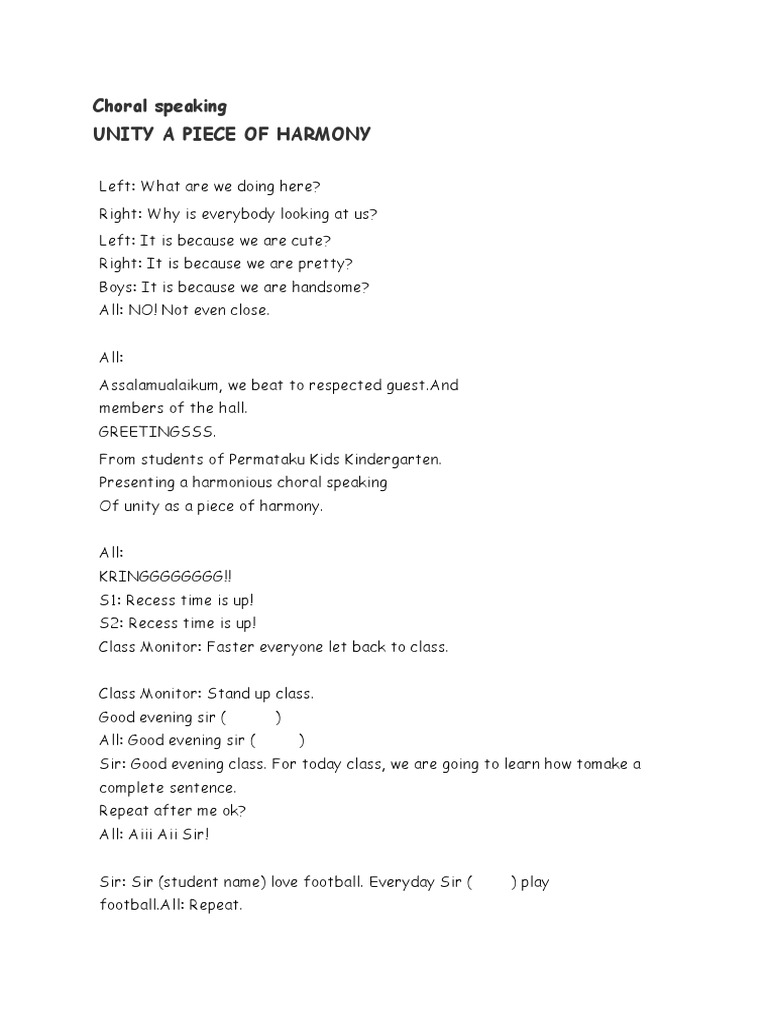 Choral Speaking | PDF