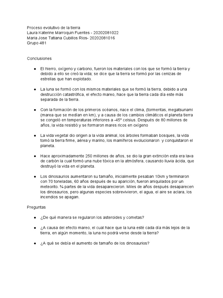 Proceso Evolutivo de La Tierra | PDF Proceso Evolutivo de La Tierra | PDF