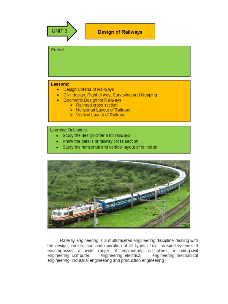 CE 312 Unit 3 LESSON 2 DESIGN OF RAILWAYS | PDF | Train Station | Rail ...