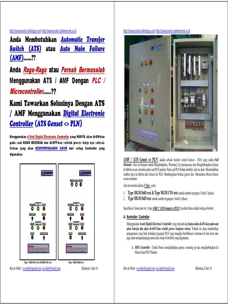 Brosur AMF, ATS Genset - PLN (INA)2 | PDF