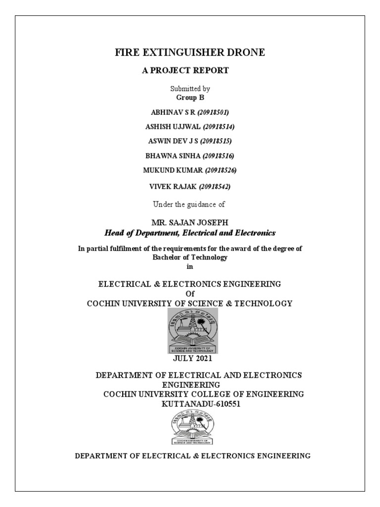 Fire Extinguisher Drone Report | PDF | Rechargeable Battery | Electric ...