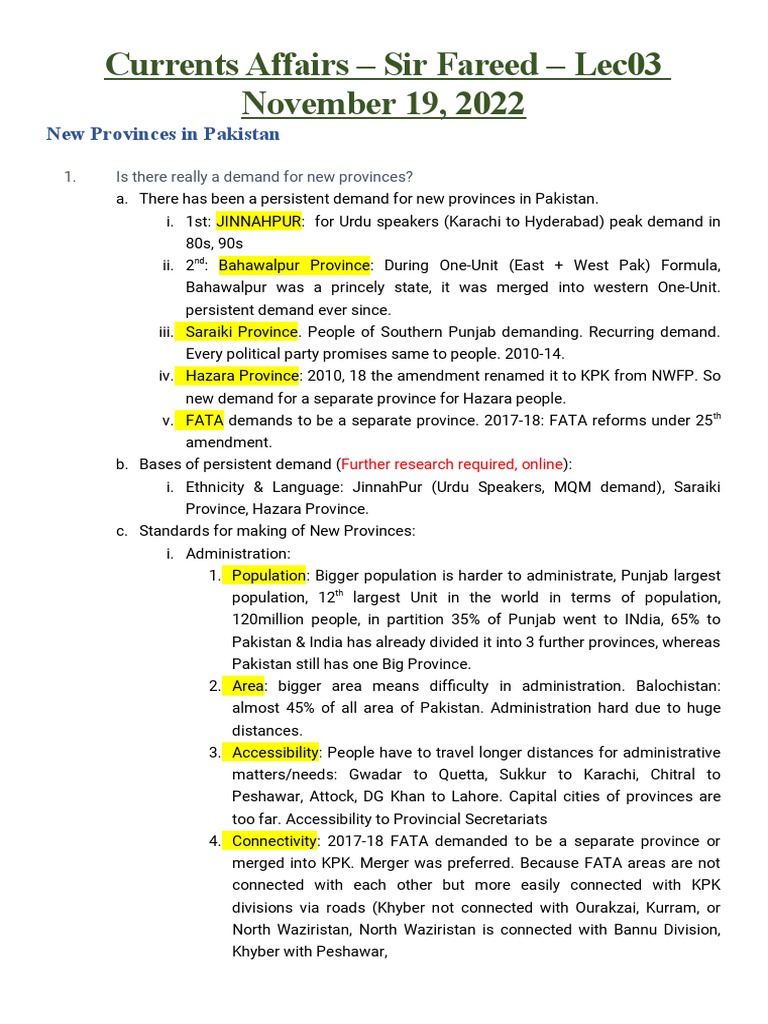 2022.11.19 NOTES Current Affairs Lec03 - New Provinces + BRI Vs B3W ...