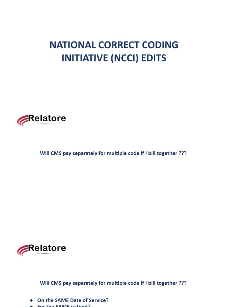 NCCI Edits PDF | PDF | Diseases And Disorders | Medicine