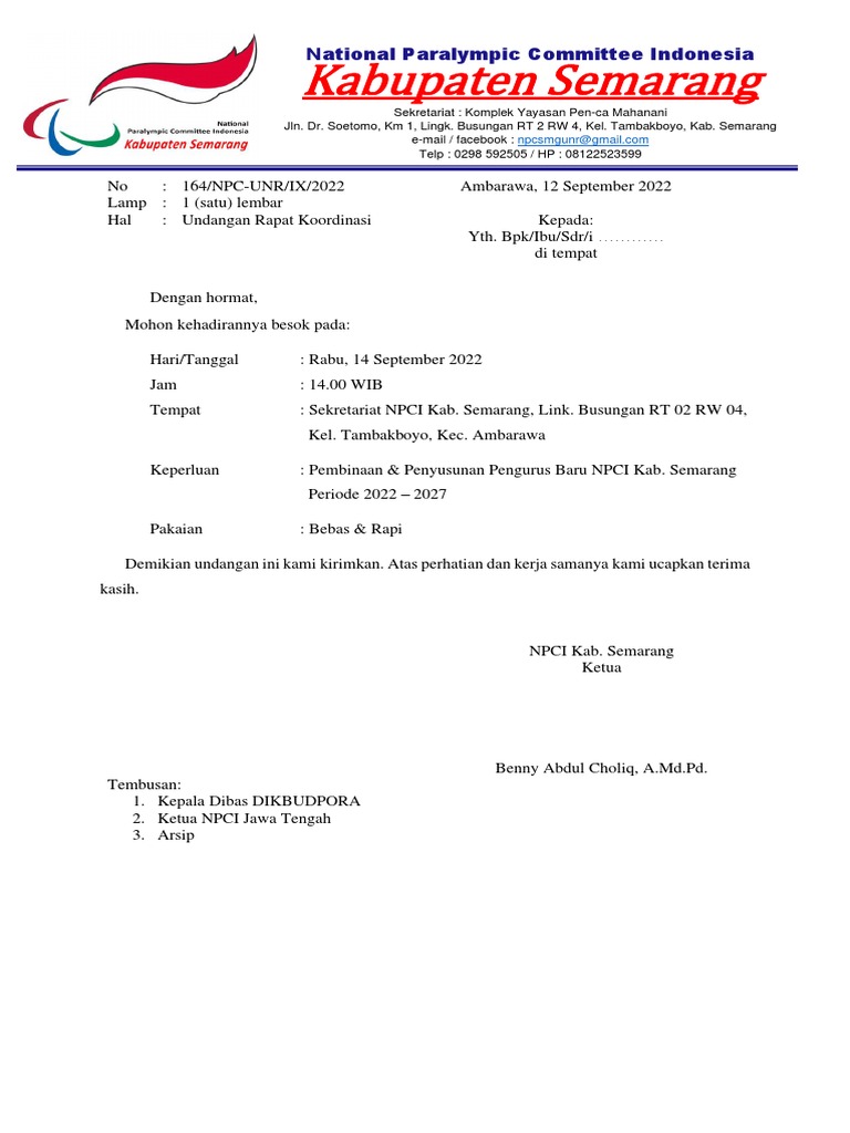 Undangan Rapat Koordinasi Pdf