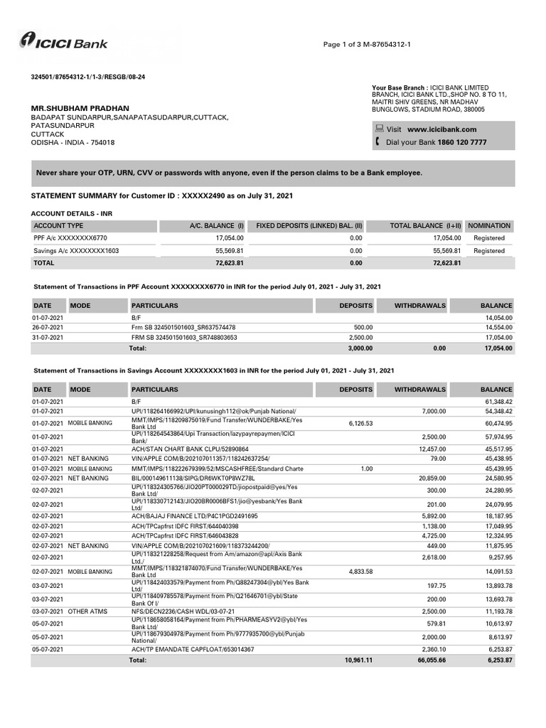2021 M07 PDF | PDF | Banks | Debit Card