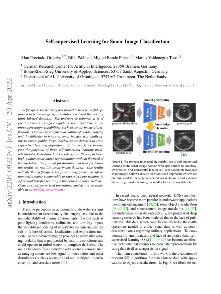 Self-Supervised Learning For Sonar Image Classification: Agrija9/ssl-Sonar-Images | PDF ...