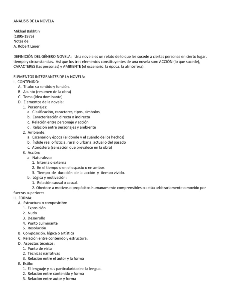Análisis de La Novela | PDF | Novelas | Narración