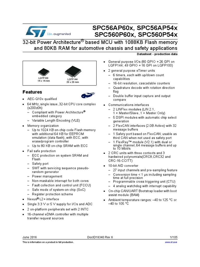 SPC560P54L5 STMicroelectronics | PDF | Microcontroller | System On A Chip
