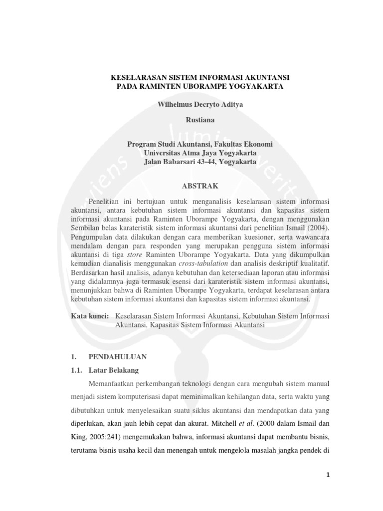 Jurnal Keselarasan Sistem Informasi Akuntansi PDF | PDF