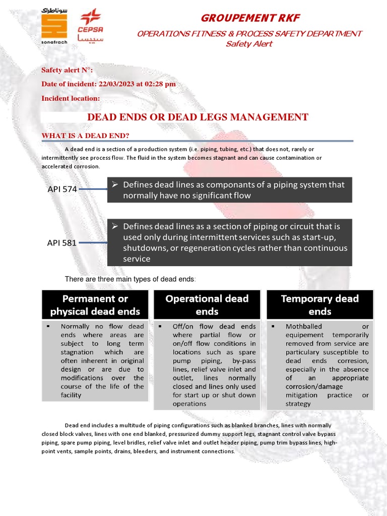 Dead Ends or Dead Legs MANAGEMENT PDF | PDF | Valve | Pump