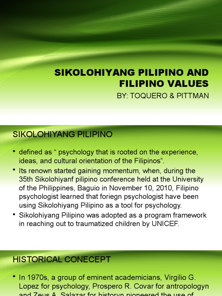 Sikolohiyang Pilipino and Filipino Values | PDF | Psychology ...