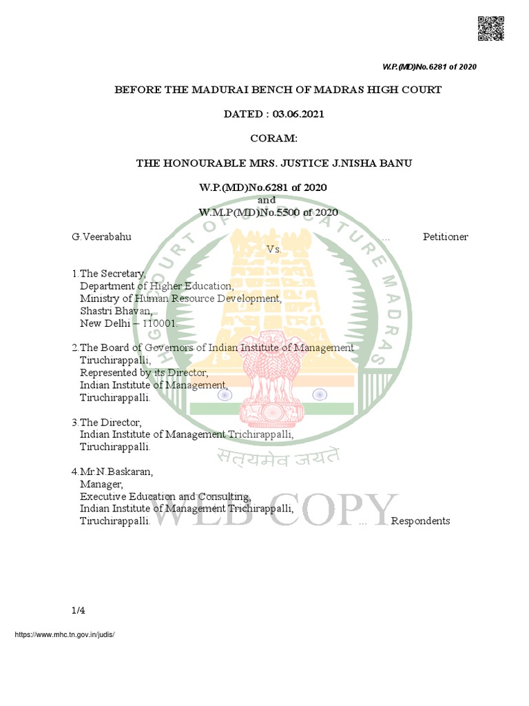 Hon'ble High Court Order PDF | Download Free PDF | Writ | Lawsuit